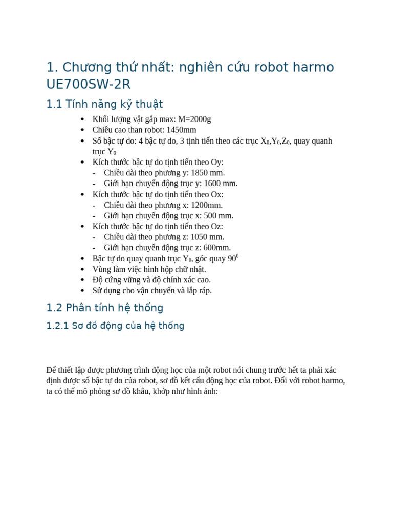 1. Chương thứ nhất: nghiên cứu robot harmo UE700SW-2R | PDF