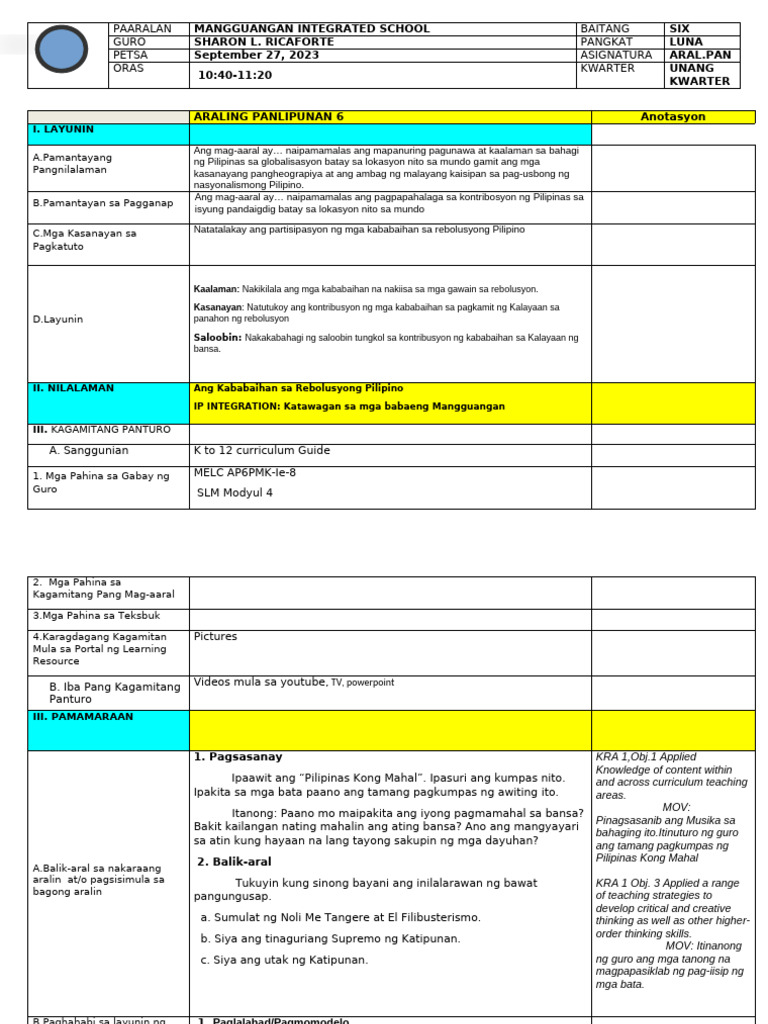 AP COT 1st Quarter | PDF
