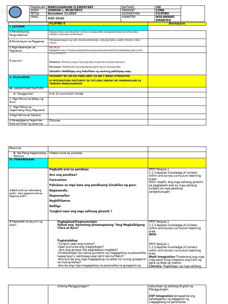 FILIPINO COT 2nd QUARTER | PDF