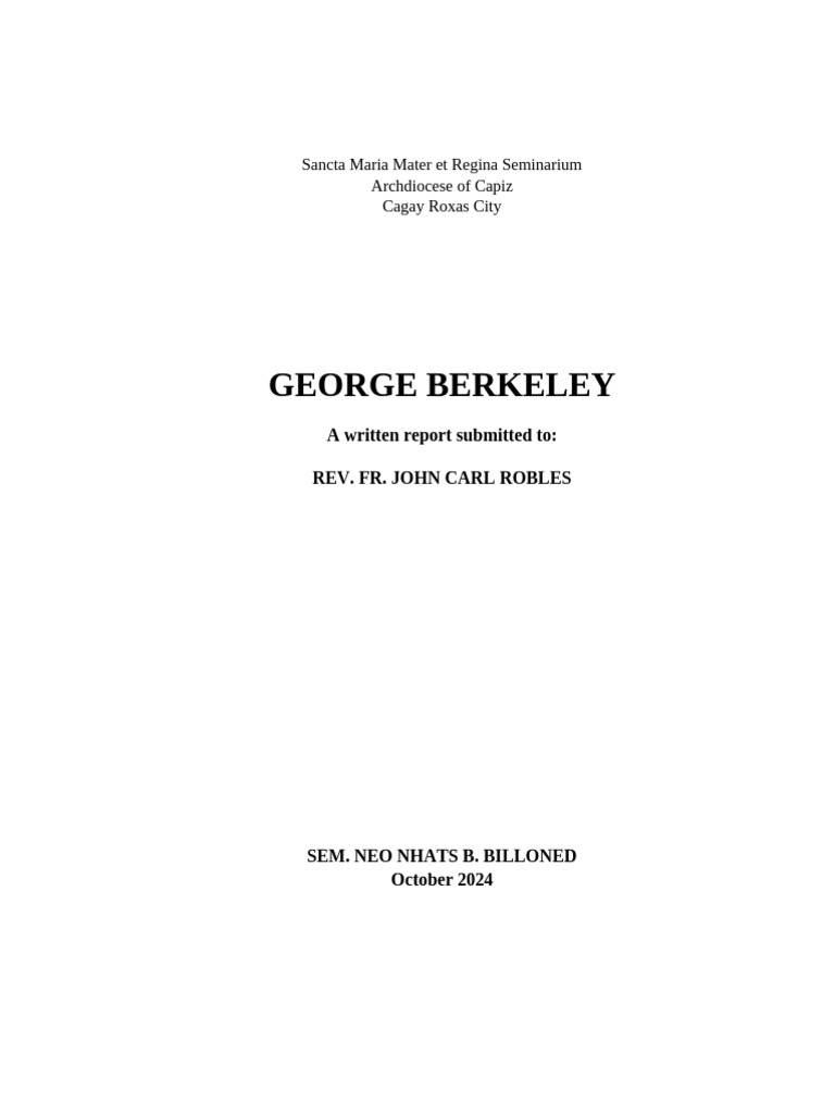 George Berkeley | PDF | Idea | Existence
