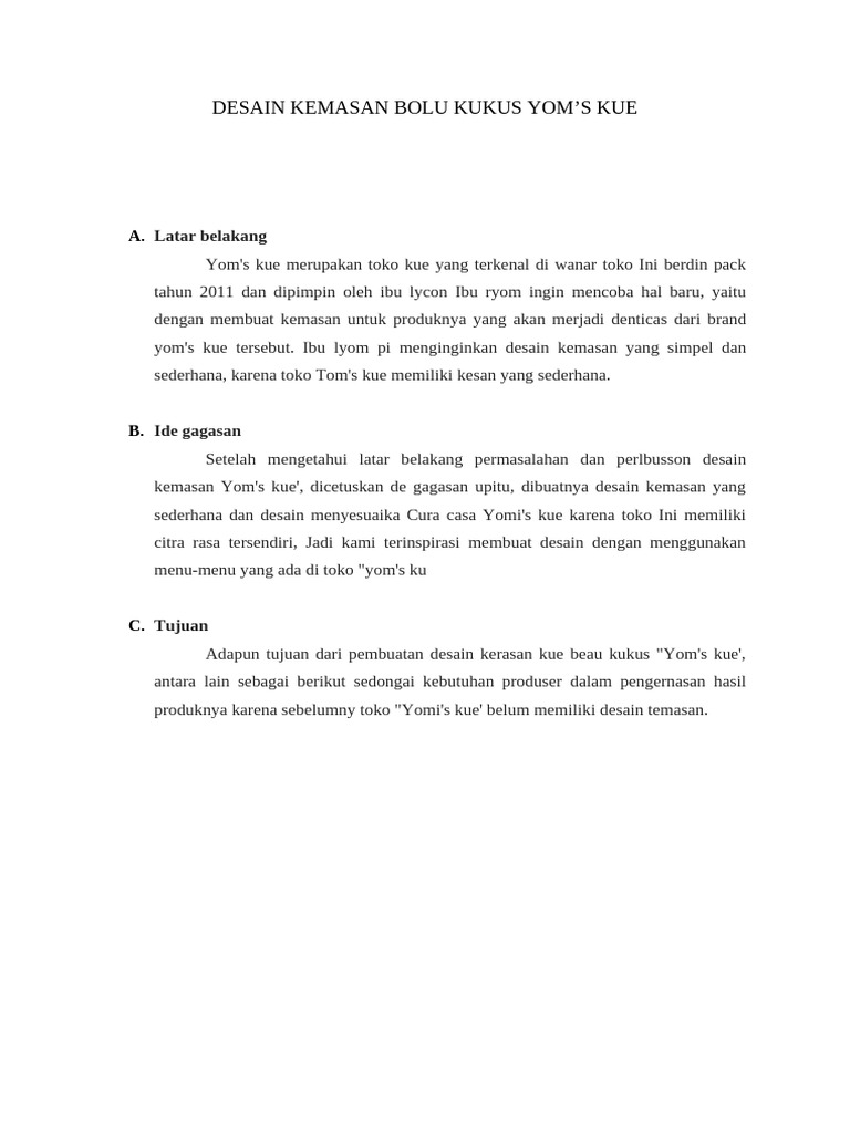 Desain Kemasan Bolu Kukus Yom's Kue | PDF