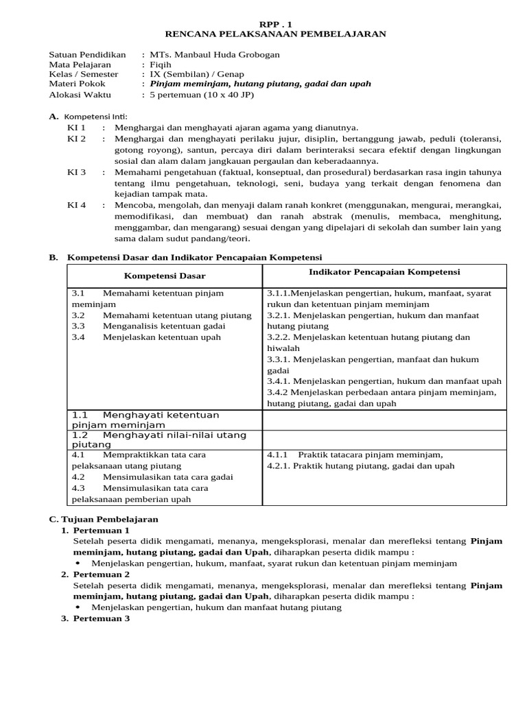 RPP Kls 9 SMT 2 | PDF
