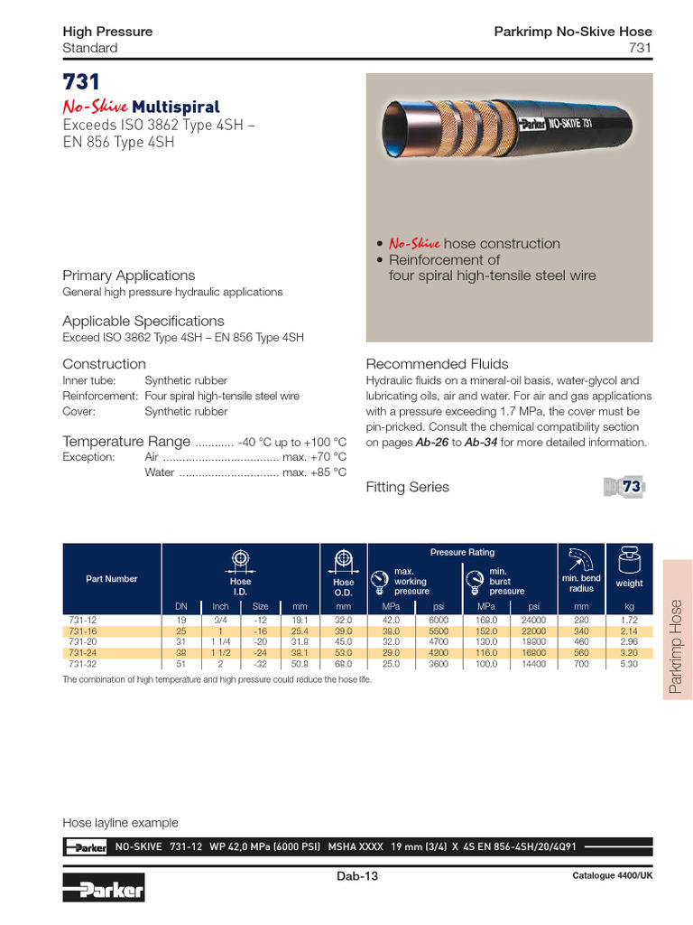 731 Parker | PDF | Hose | Pascal (Unit)