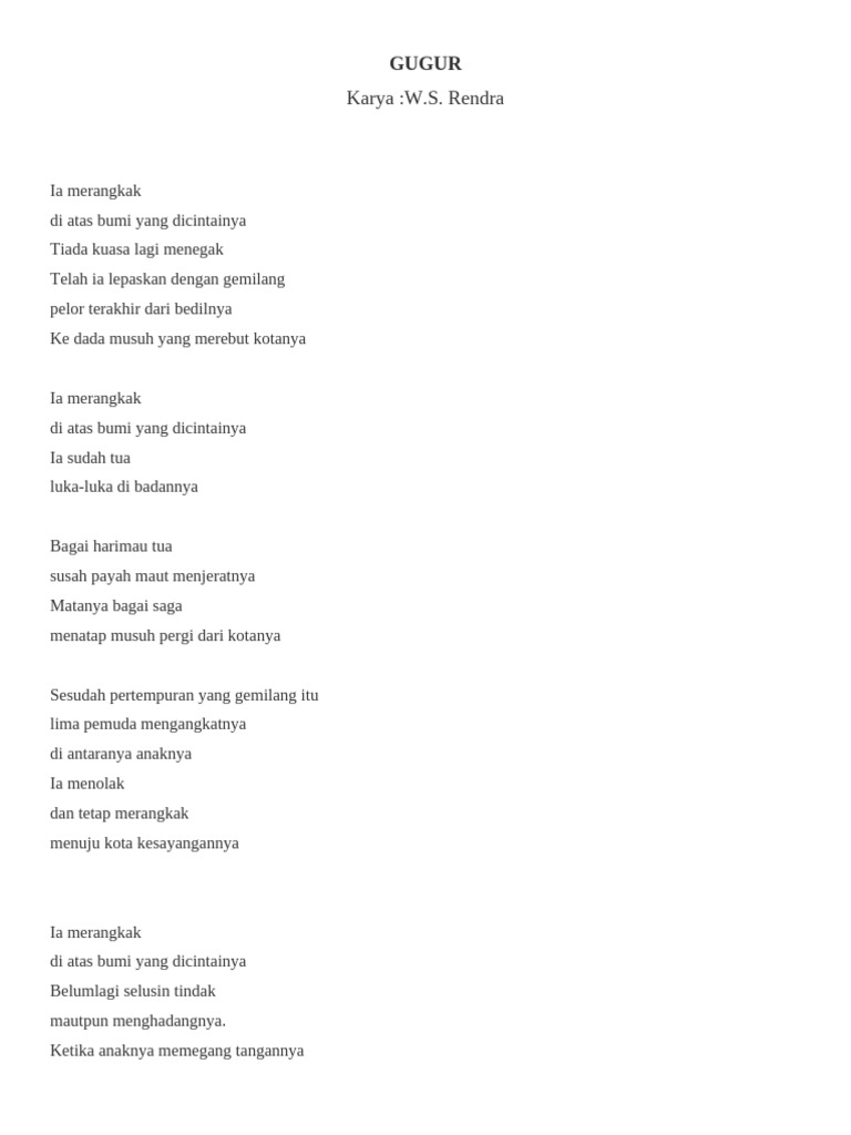Puisi Gugur Karya Ws. Rendra | PDF