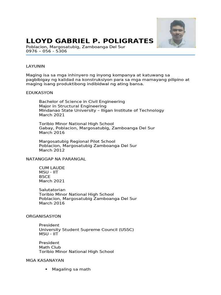 Resume (Piling Larang) | PDF