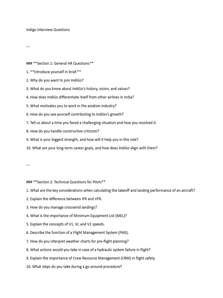 Indigo Interview Questions | PDF | Instrument Flight Rules | Aviation