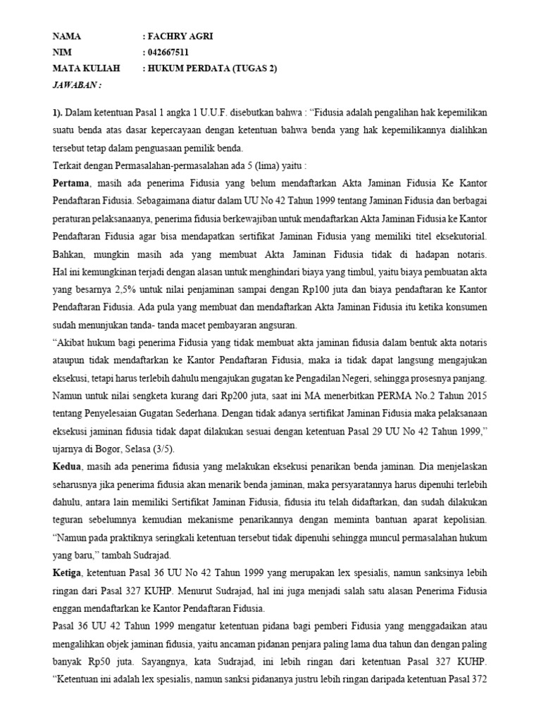 Hukum Perdata Tugas 2 | PDF | Ilmu Sosial | Hukum