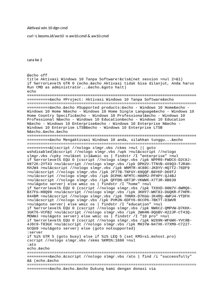 Aktivasi Win 10 Dgn Cmd | PDF | Windows Nt | Computing Aktivasi Win 10 Dgn Cmd | PDF | Windows Nt | Computing