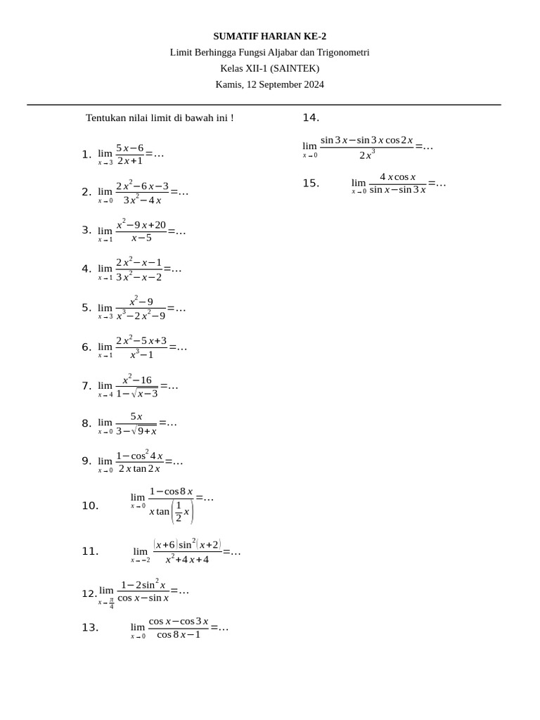 Uh 2 Kelas Saintek | PDF
