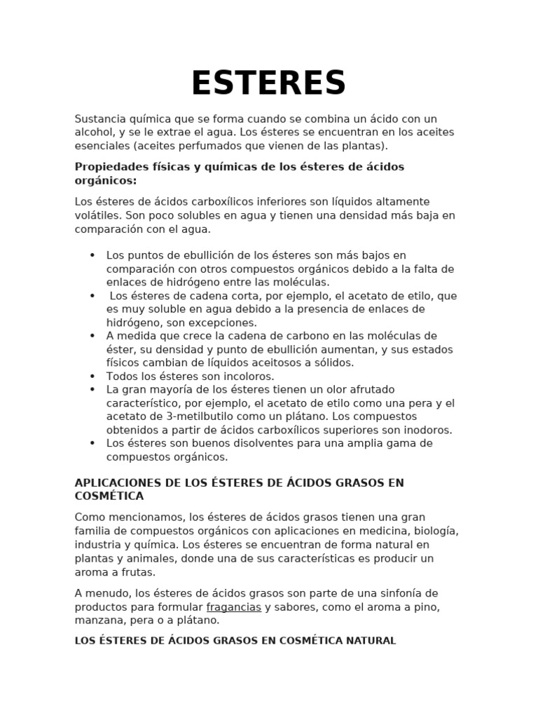 ESTERES - Docx IN | PDF | Ester | Compuestos orgánicos