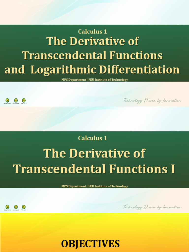 Derivatives of Transcendental Functions | PDF | Trigonometric Functions | Elementary Mathematics