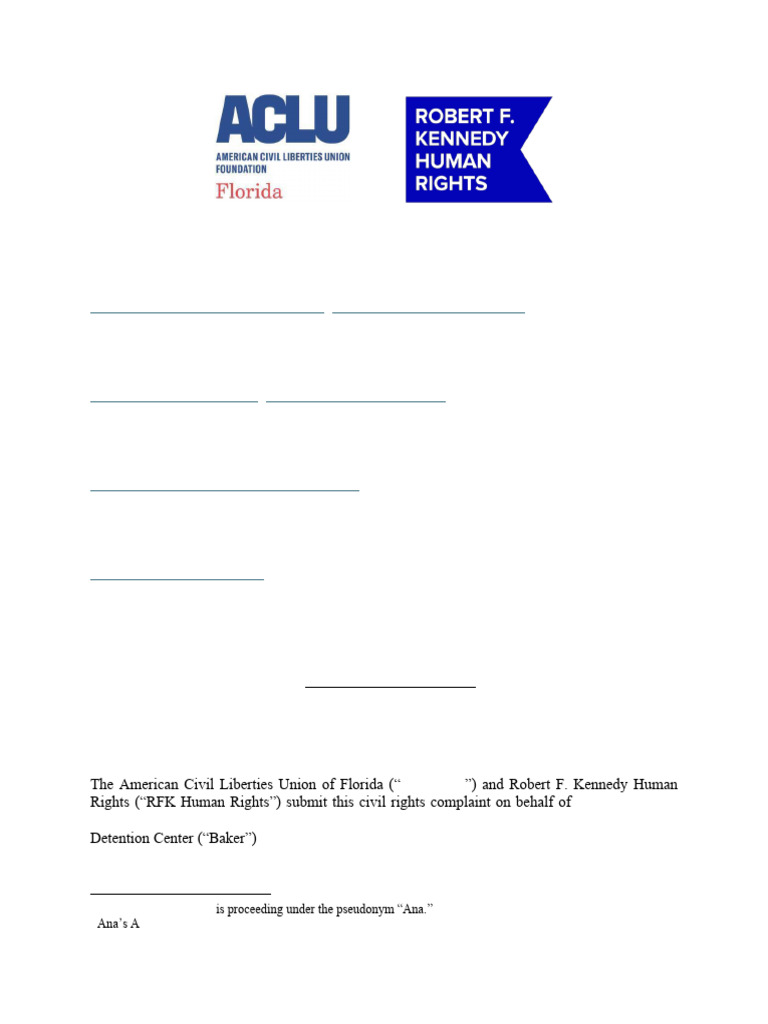 ACLU Civil Rights Complaint On Baker County | PDF | Solitary ...