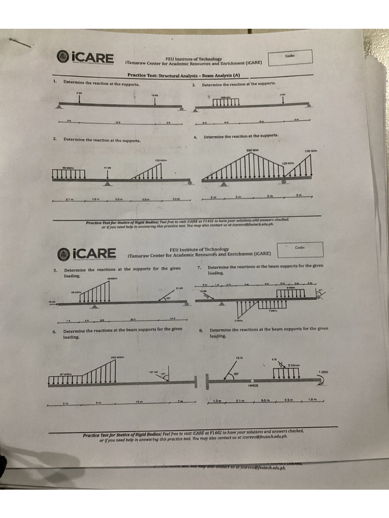 Statics ICare Practice Problems | PDF