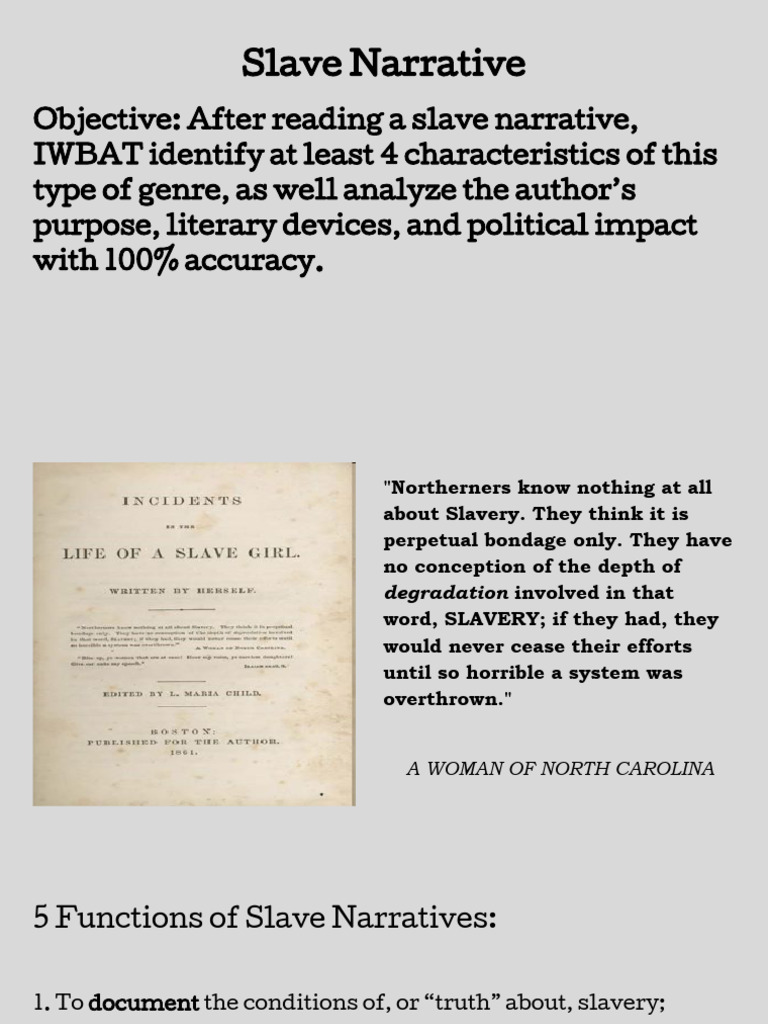 Slave Narratives PowerPoint | PDF | Slavery | Slavery In The United States