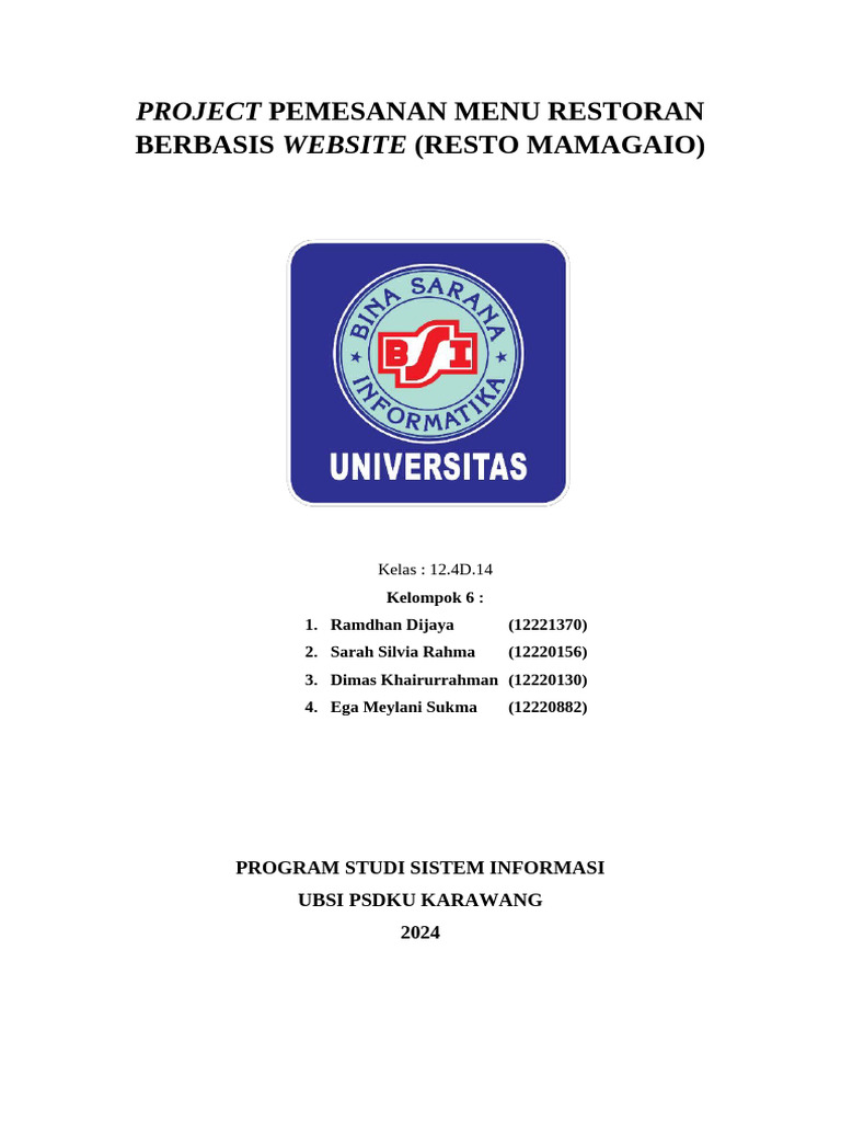 LAPORAN PROJECT APSI SEM4 (Revisi) | PDF