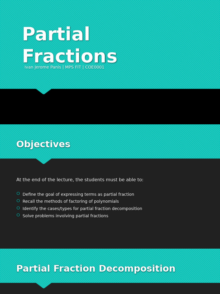 Math Lecture: Partial Fractions | PDF | Function (Mathematics ...