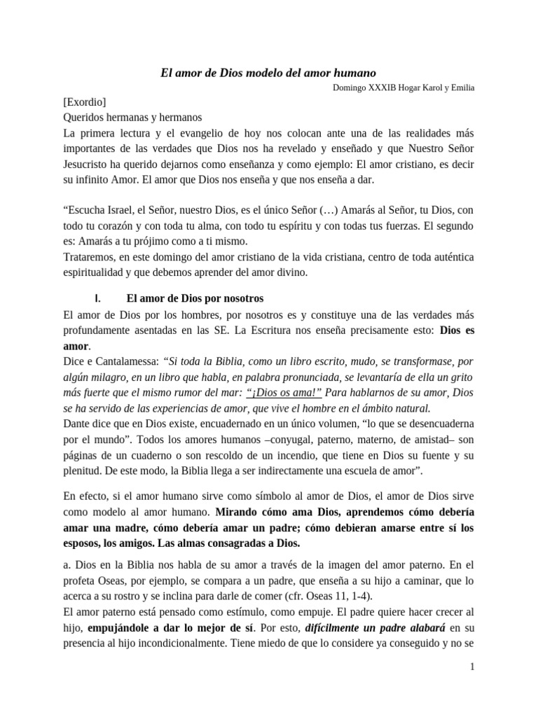 Amor de Dios: Modelo para el Hombre | PDF | Amor | Dios