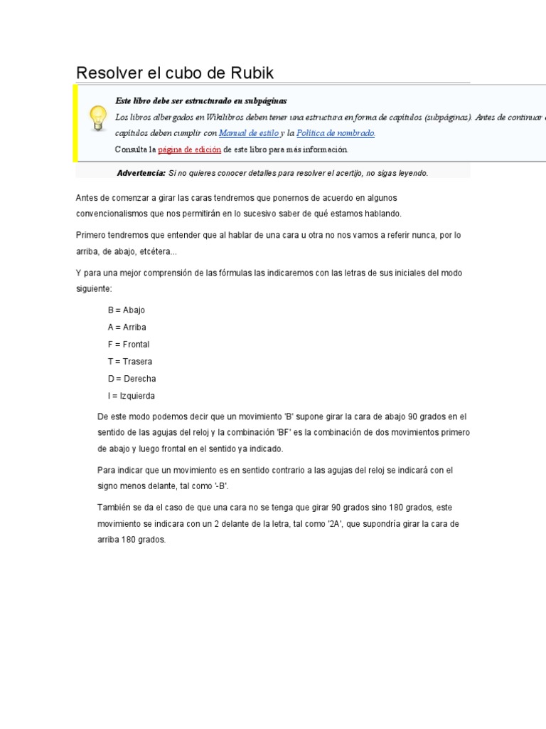 Algoritmo de Resolución Del Cubo de Rubik | PDF | Reloj | Fase (ondas)