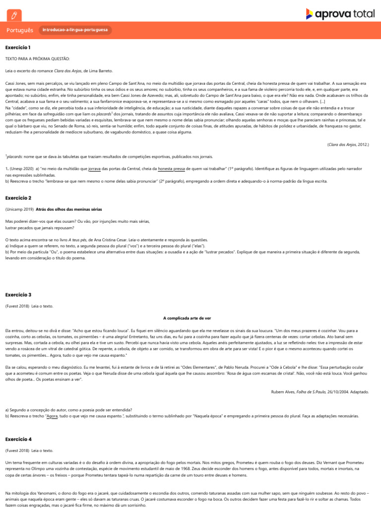 Aprova Total PORTUGUES | PDF | Português (idioma) | Linguística