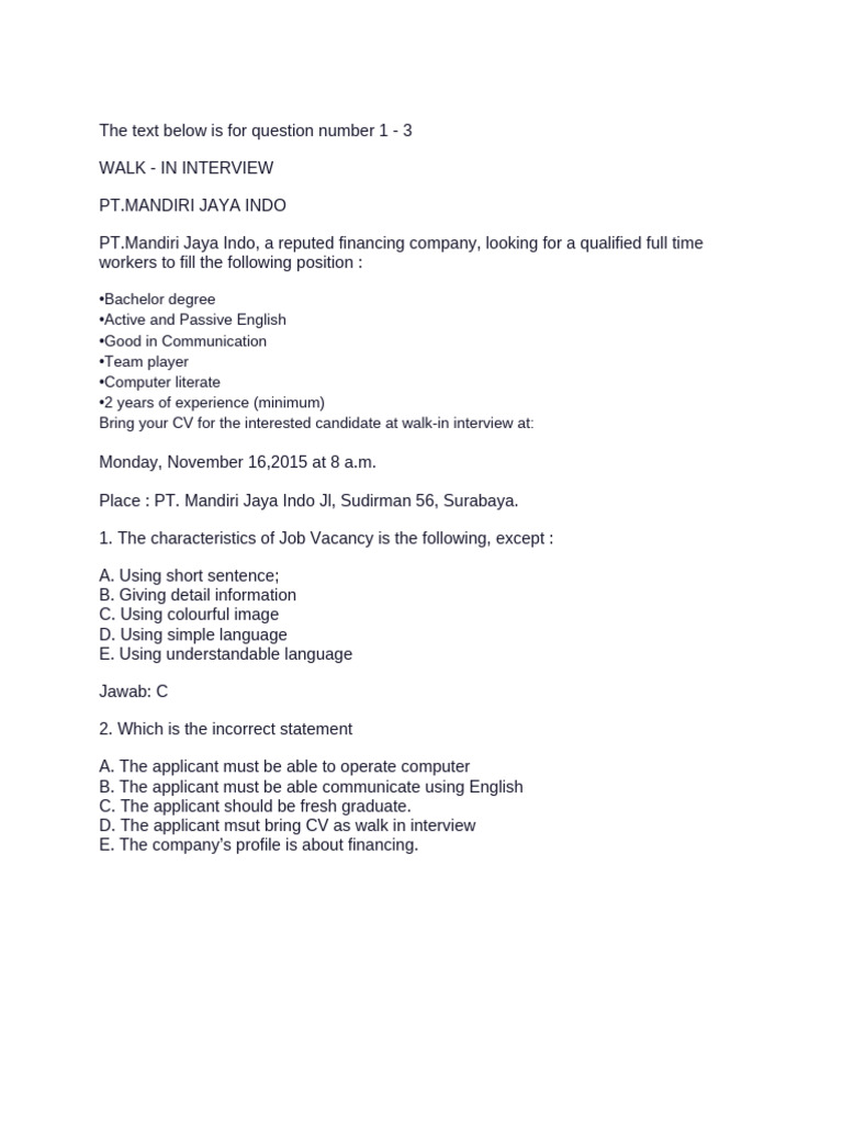 Bank Soal Job Interview | PDF | Business