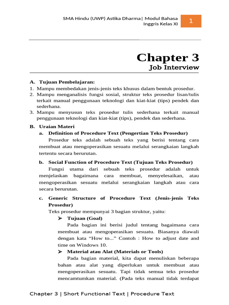 KELAS 12-MODUL 1 (Job Interview) - Templates | PDF