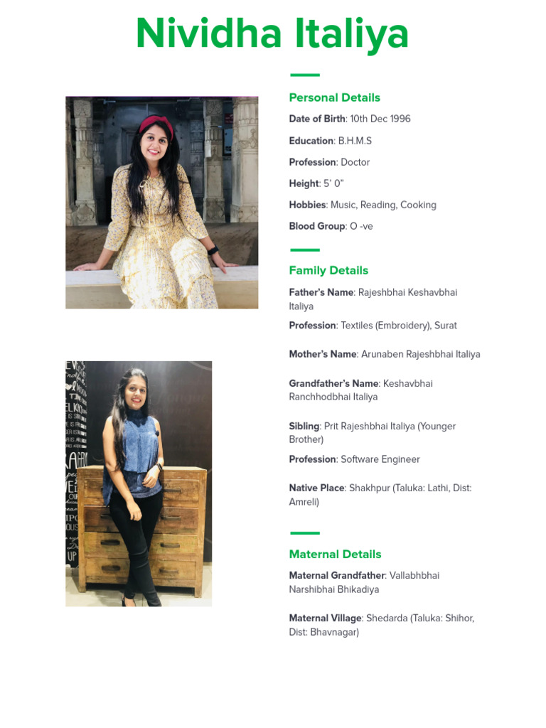 Nividha BioData | PDF