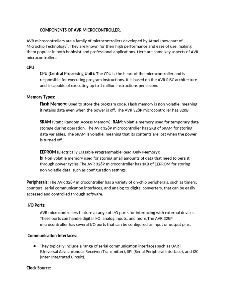 Ponents of AVR Microcontroller | PDF | Microcontroller | Computer Memory