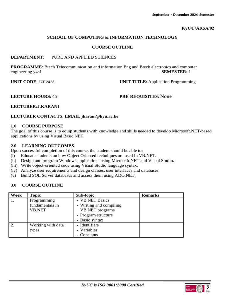 ECE 2423 Application Programming | PDF | Computing | Computer Programming