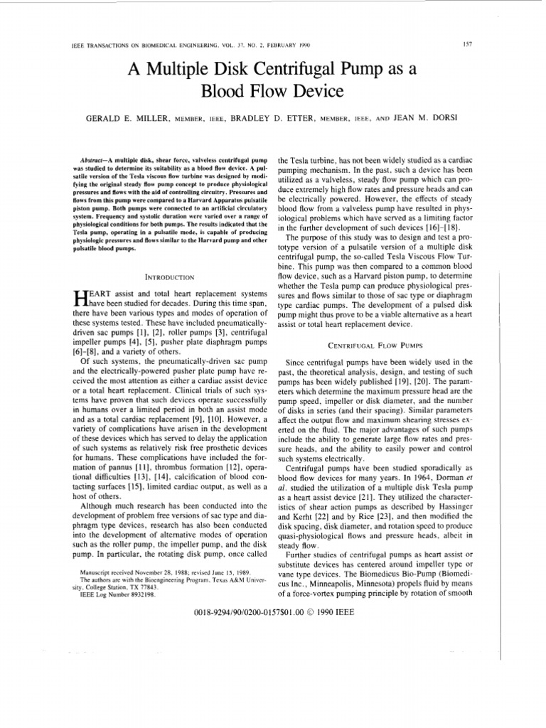 A Multiple Disk Centrifugal Pump As A Blood Flow Device | PDF | Pump ...