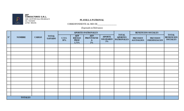 Planilla Patronal | PDF