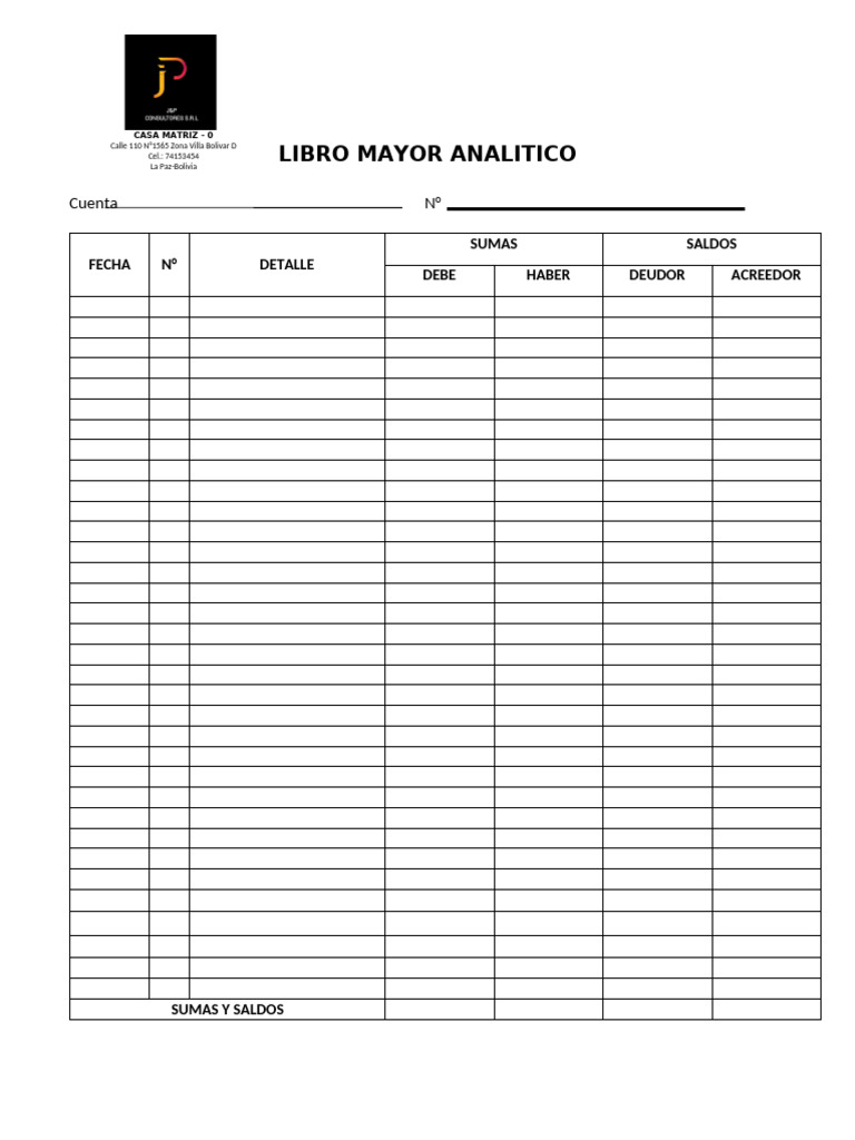 Libro Mayor Analitico | PDF