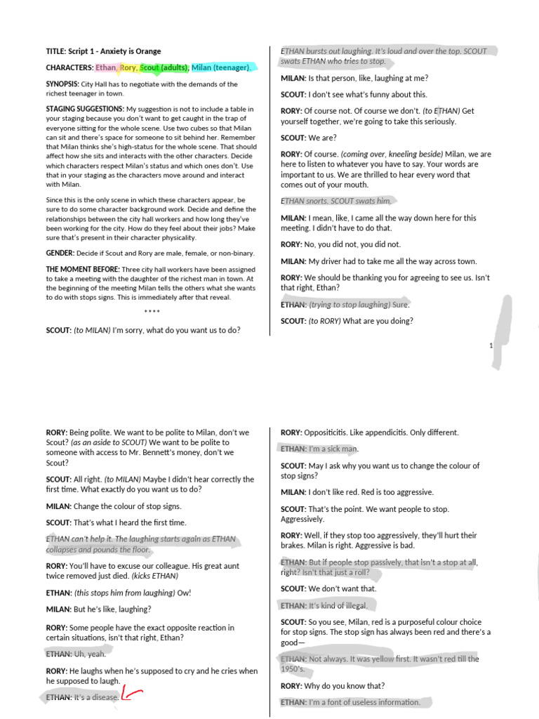 Script 1 - Anxiety Is Orange | PDF