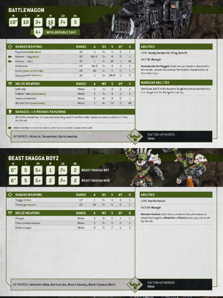 Orks Indexcards Complete (Compressed) | PDF