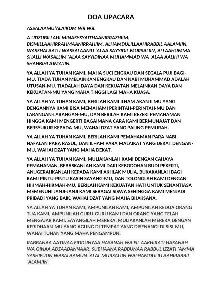 Doa Pada Upacara | PDF