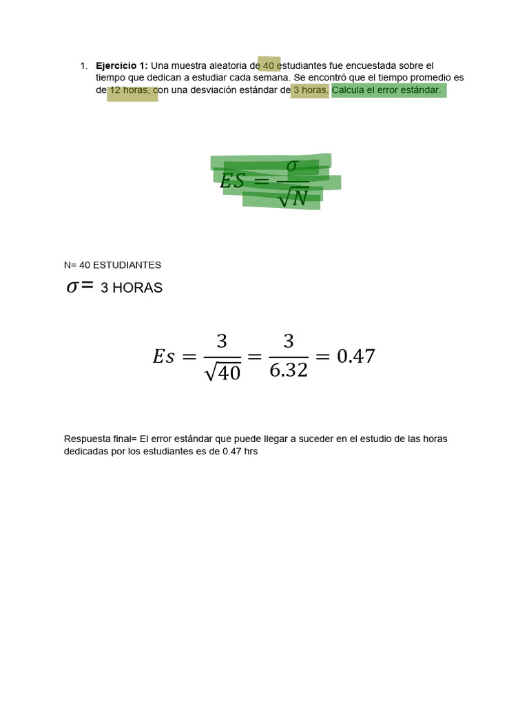 Repaso Estadistica (Reparado) | PDF | Error estándar | Intervalo de ...