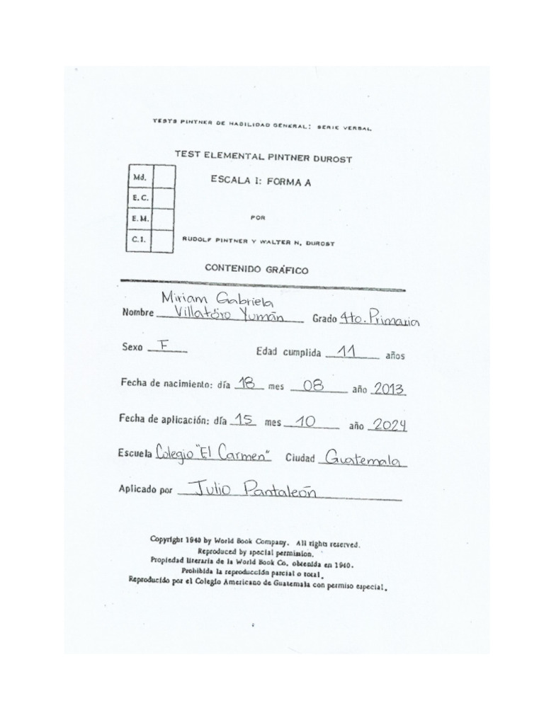 Test Pintner Durost | PDF