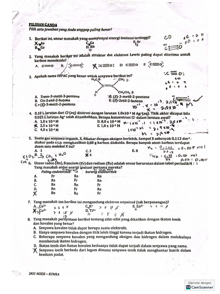 Soal Olimpiade Methodist Kimia 2023 | PDF