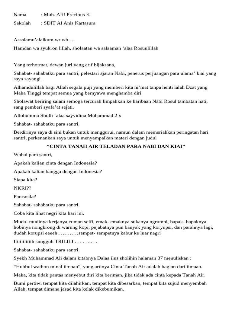 Teks Pidato HSN FIFI | PDF | Agama & Spiritualitas