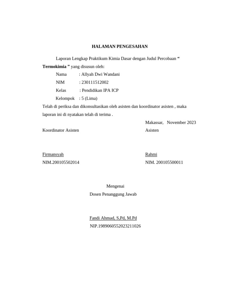 Laporan Kimdas Unit 3 Allya | PDF