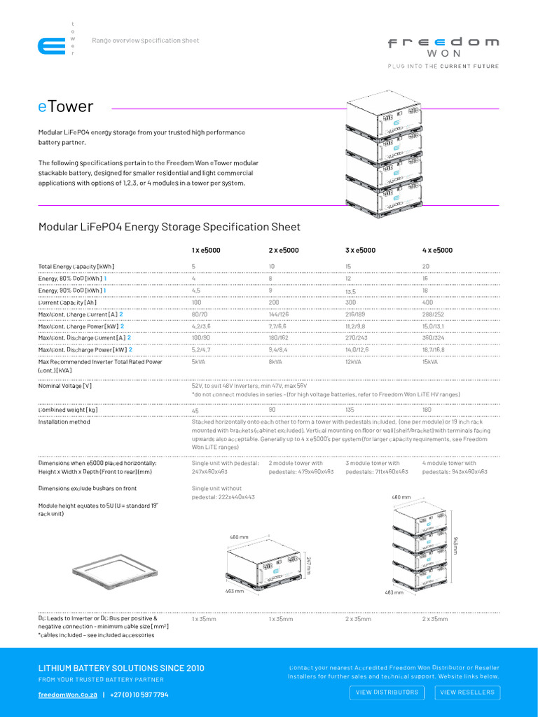 Freedom Won Etower Spec Sheet | PDF | Power Inverter | Computer Engineering