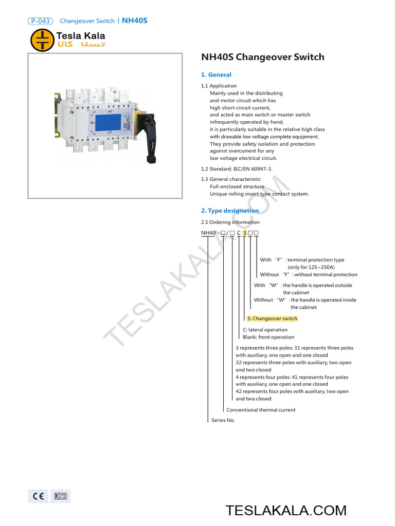 Chint Change Over Switch | PDF | Switch | Electronic Engineering