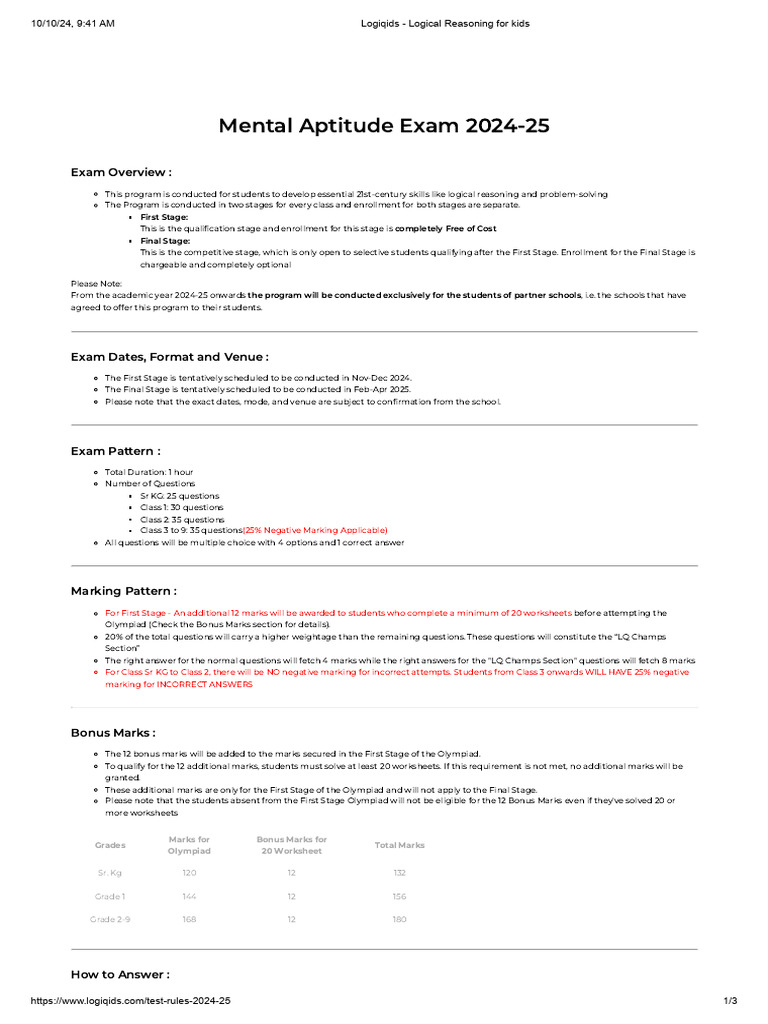 Logiqids - Logical Reasoning For Kids (Rules) | PDF