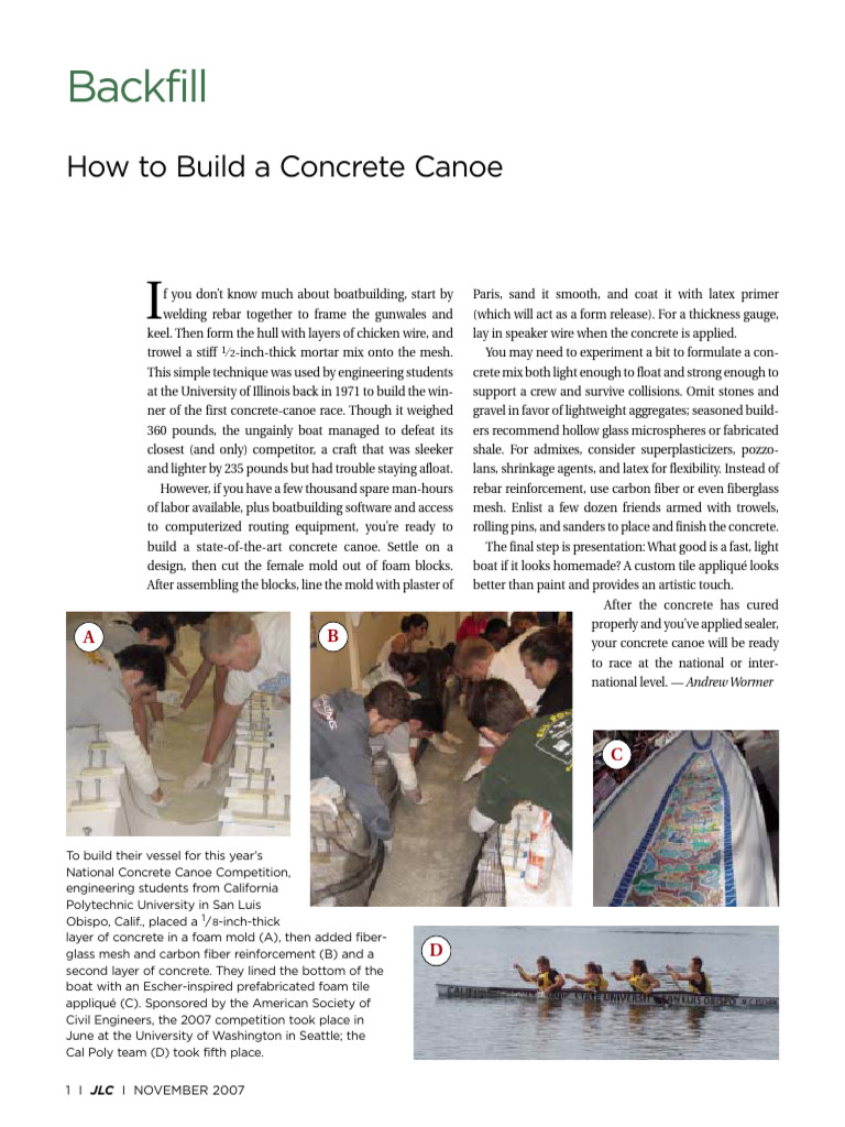 Build a Winning Concrete Canoe | PDF | Concrete | Canoe