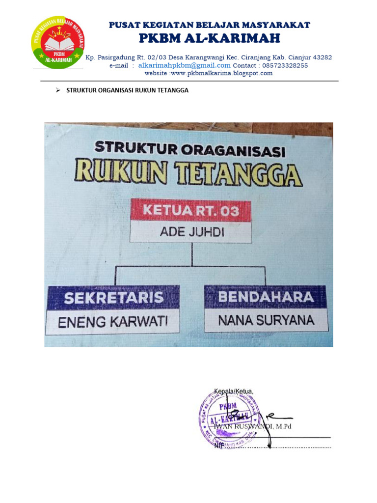 Struktur Organisasi RT | PDF