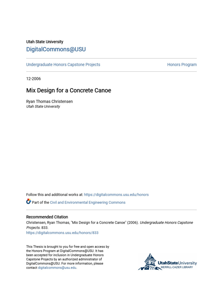 Mix Design For A Concrete Canoe | PDF | Concrete | Cement