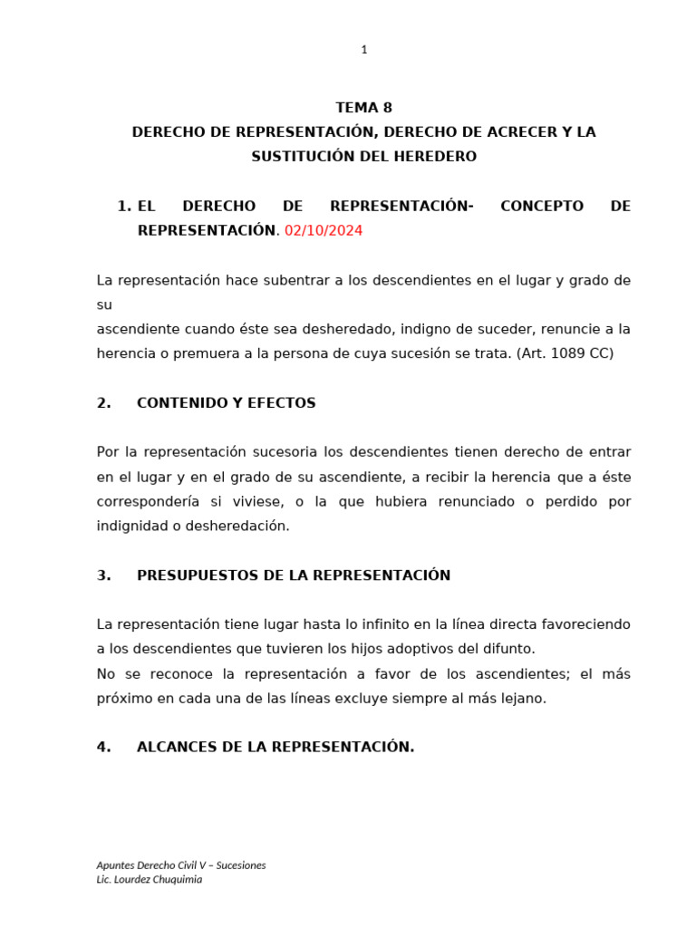 Tema 8 Derecho A Acrecer 15 Septiembre 2024 | PDF | Herencia | Ley común