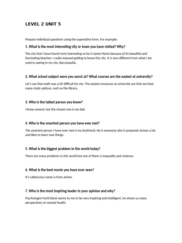 Level 2 Unit 5 | PDF