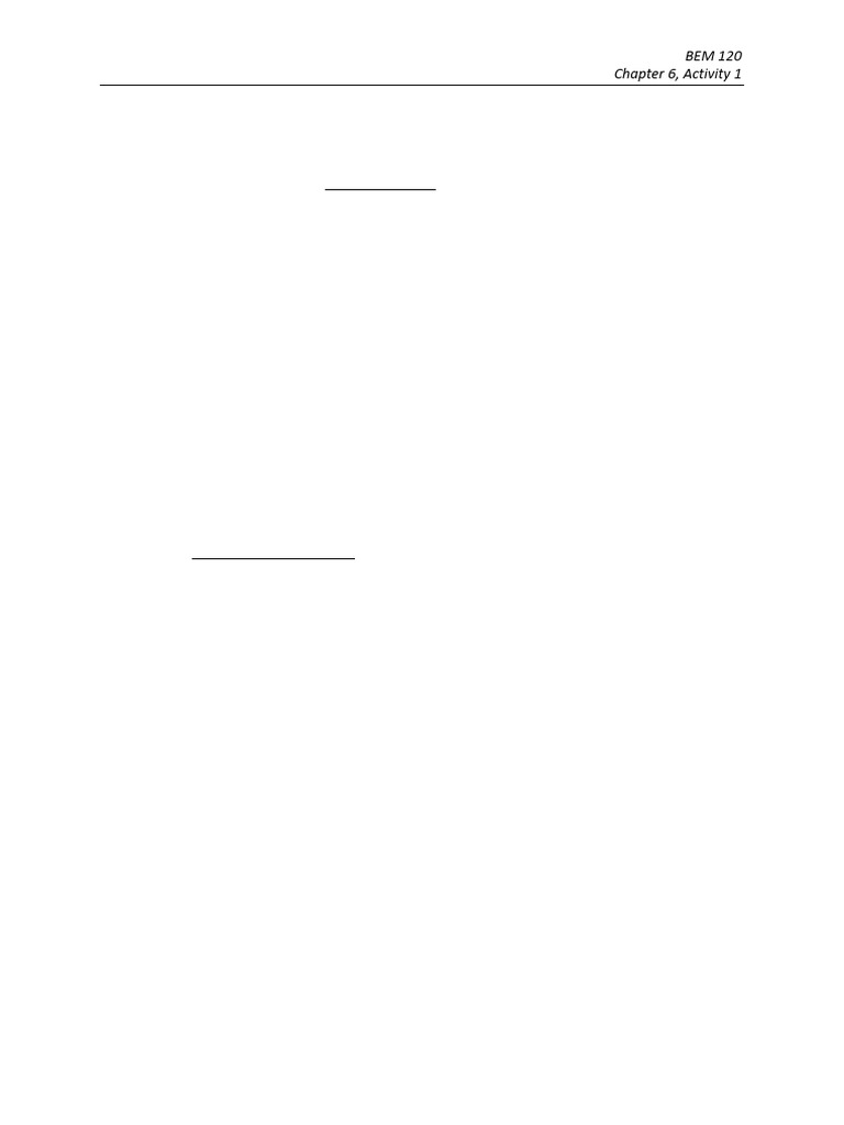 BEM120 Ch6 Activity1 Questions | PDF