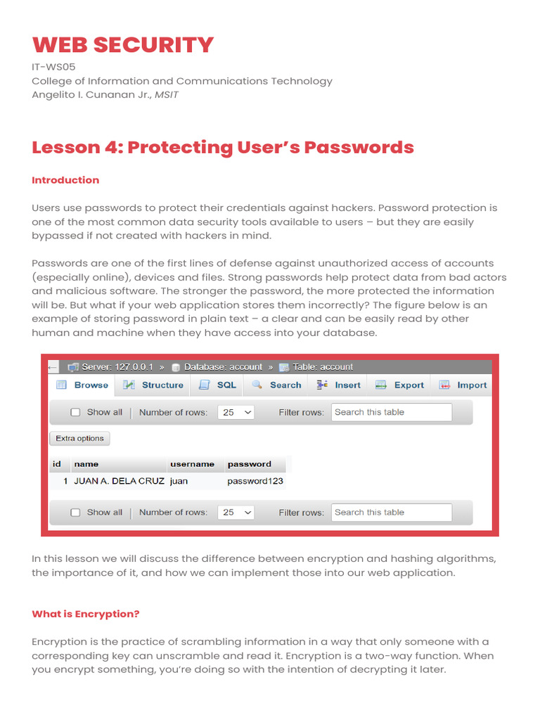 04 Protecting Users Passwords | PDF | Password | Encryption