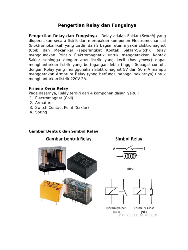 Fungsi dan Cara Kerja Relay Listrik | PDF